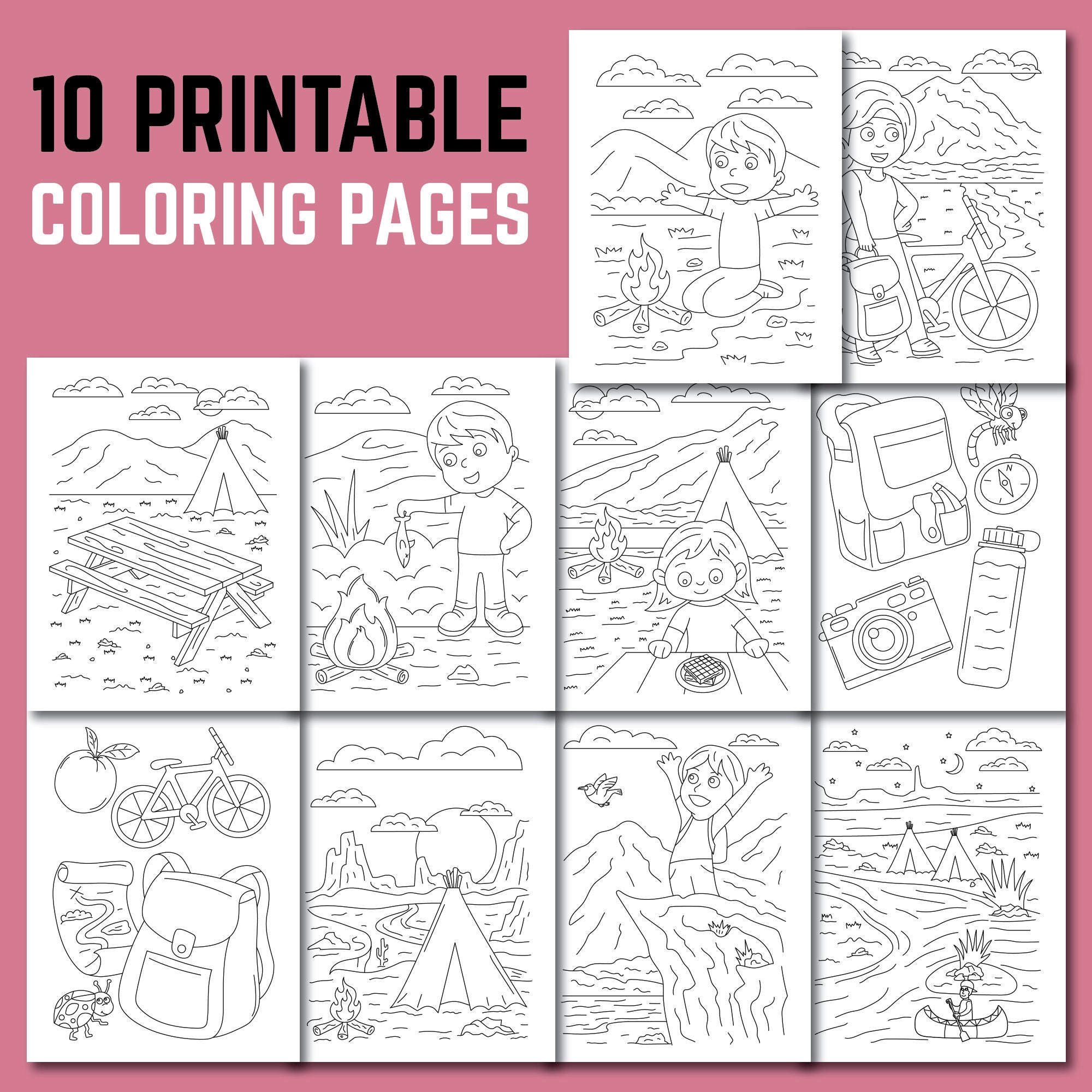 Camping Coloring Sheets Pack 3 - Etsy