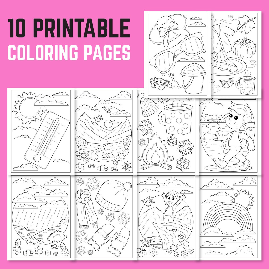Coloring Pages for Kids Weather and Seasons Pack 3 | Printable Pdf US ...
