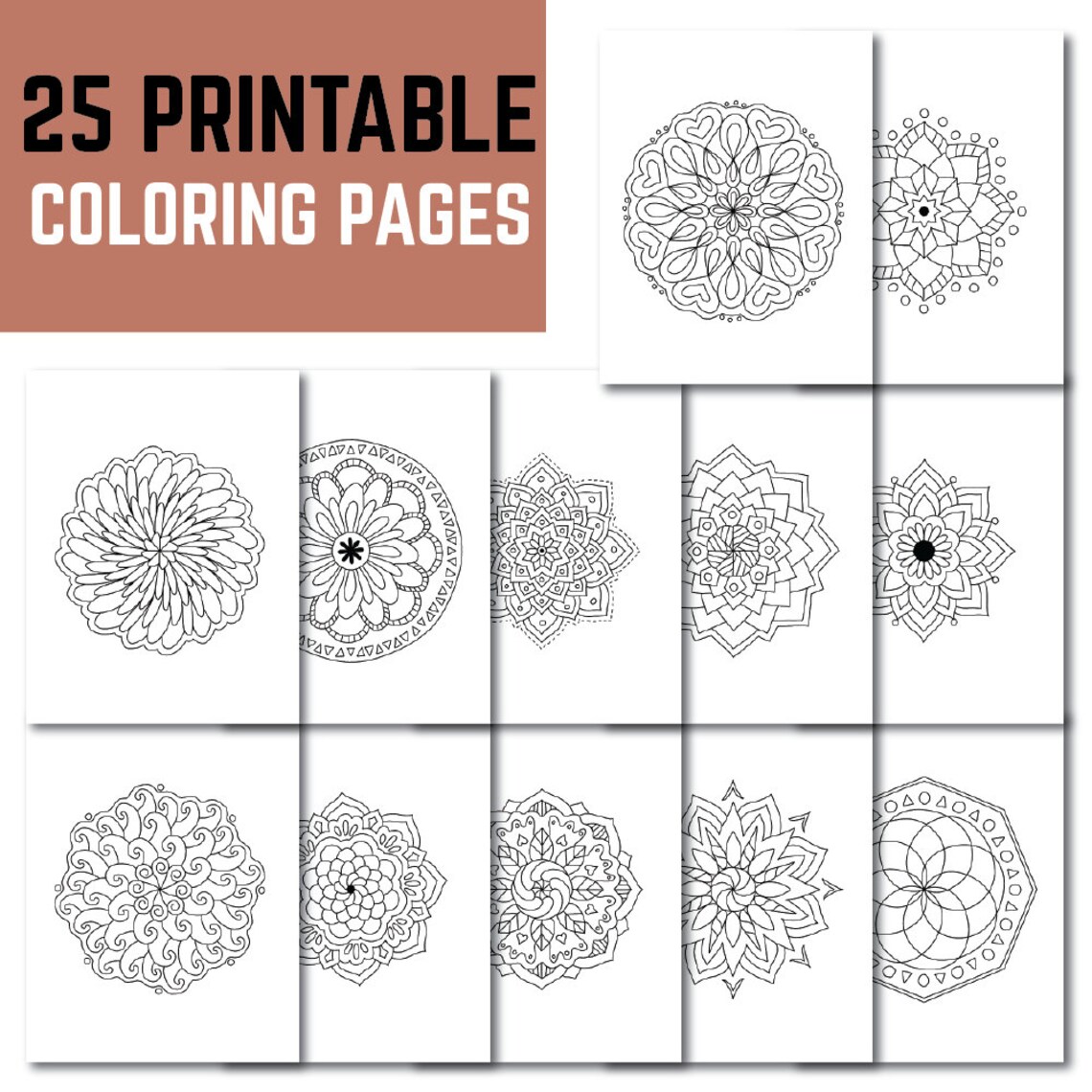 25 Simple Mandala Circle Focus Coloring Pages - Etsy