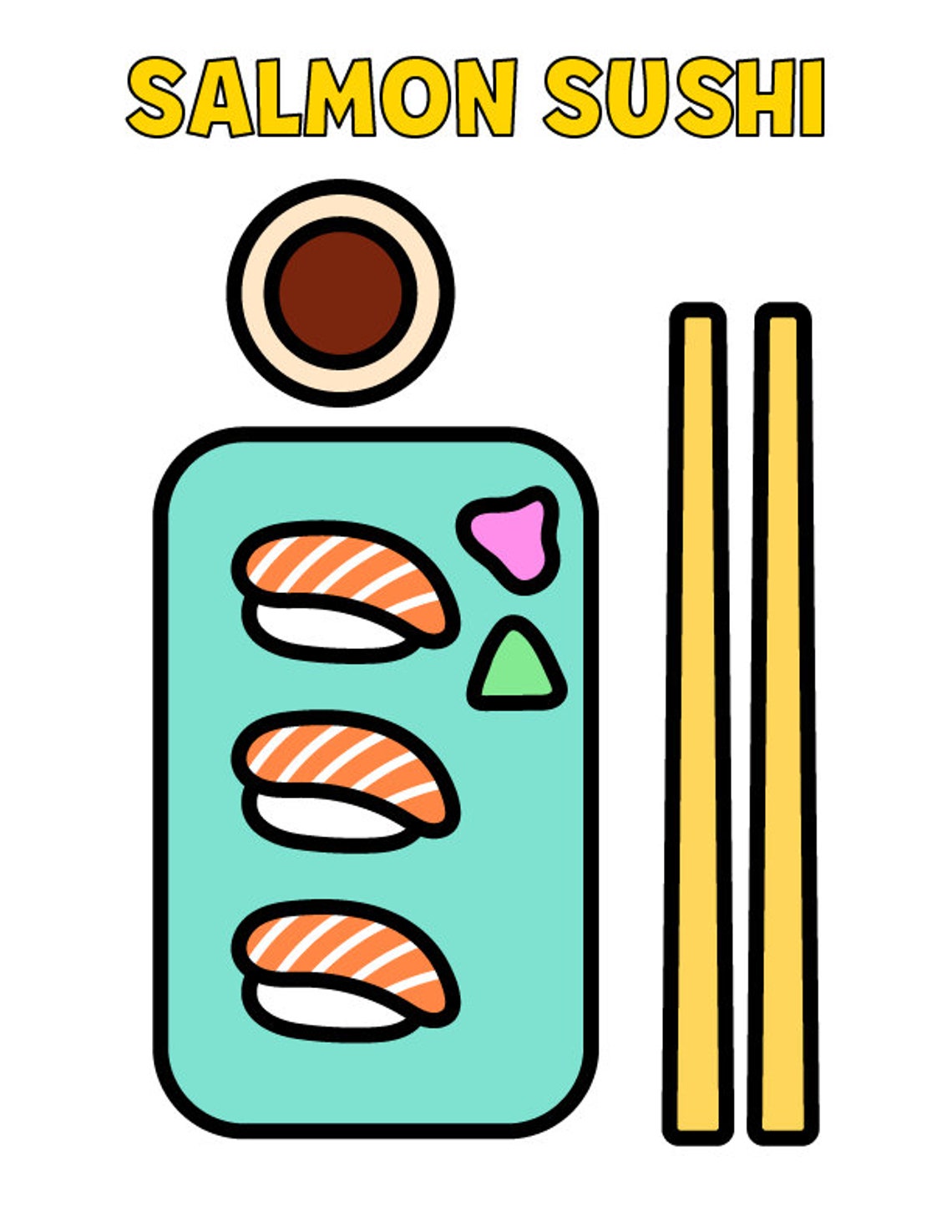 Salmon Sushi Cut and Paste Craft Worksheets for Kids | Printable US ...