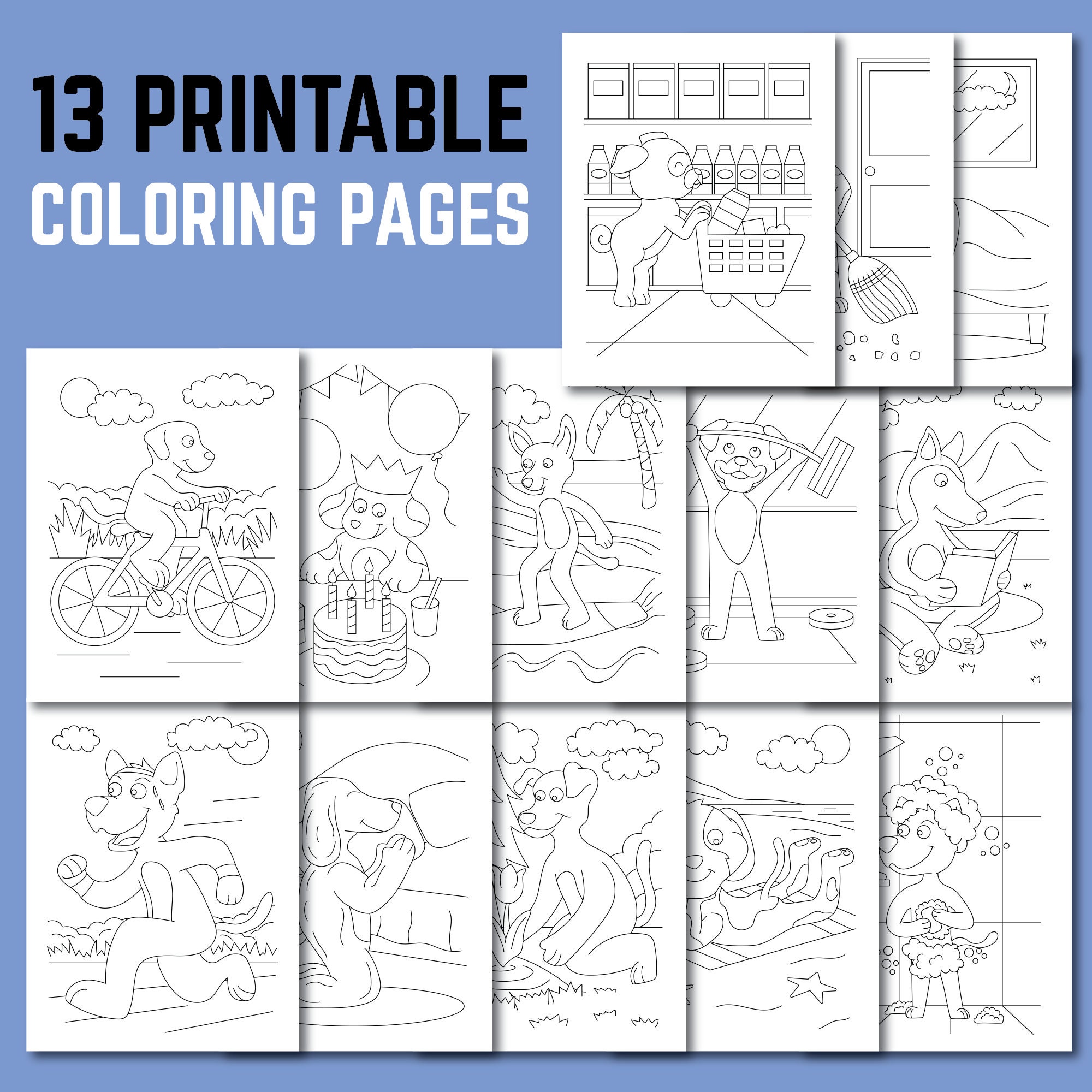 Cool Dogs Coloring Pages for Kids Pack 2 - Etsy