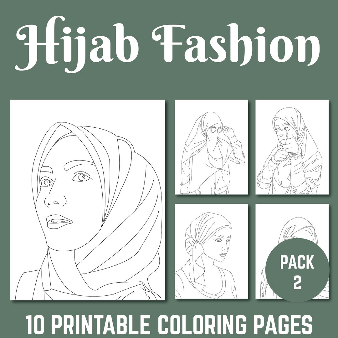 Hijab Fashion International Women's Day Coloring Pages Pack 2 - Etsy
