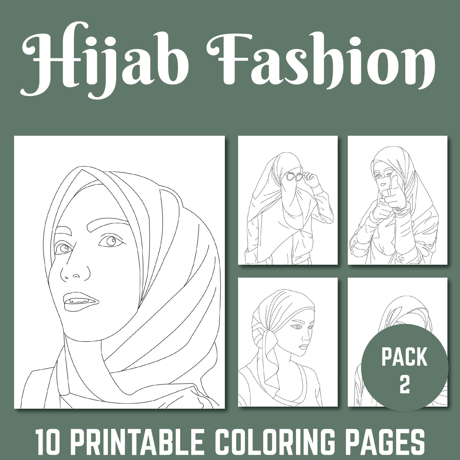 Hijab Fashion International Women's Day Coloring Pages Pack 2 - Etsy