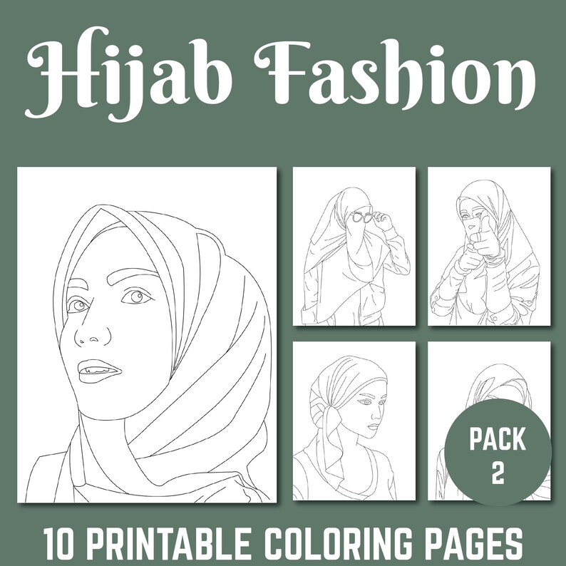 Hijab Fashion International Women's Day Coloring Pages Pack 2 - Etsy