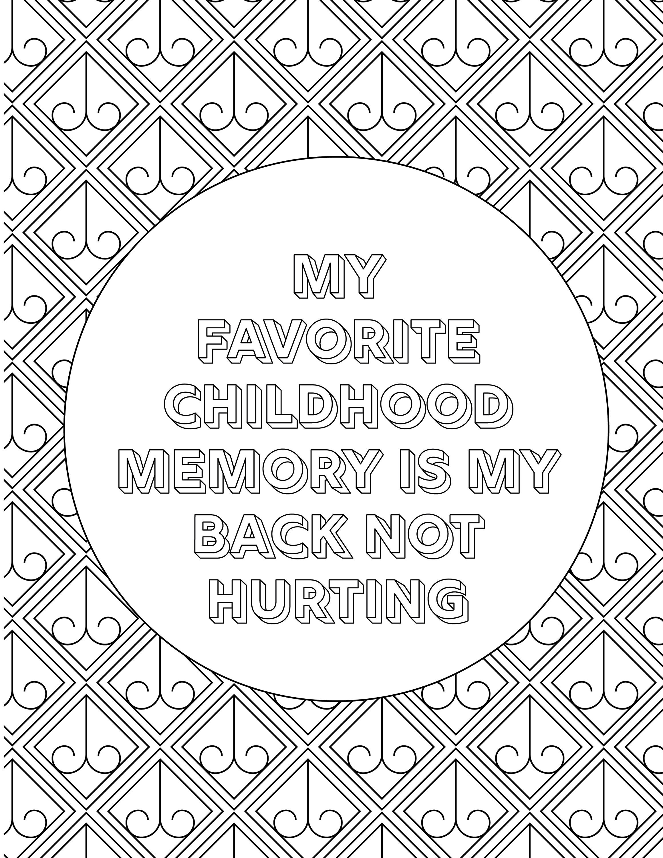 30 Back & Body Hurts Funny Printable Pdf Adult Coloring Pages for Back ...