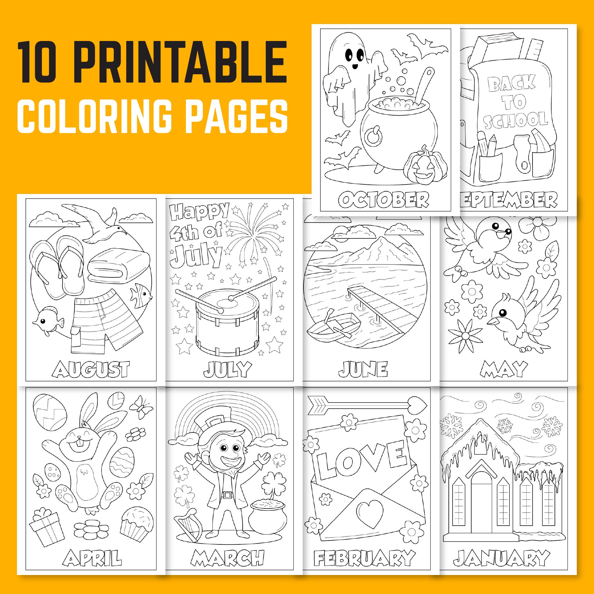 Coloring Pages for Kids Weather and Seasons Pack 1 | Printable Pdf US ...