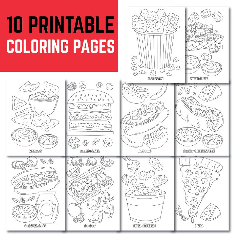 My Favorite Food Coloring Pages for Kids Printable Digital - Etsy