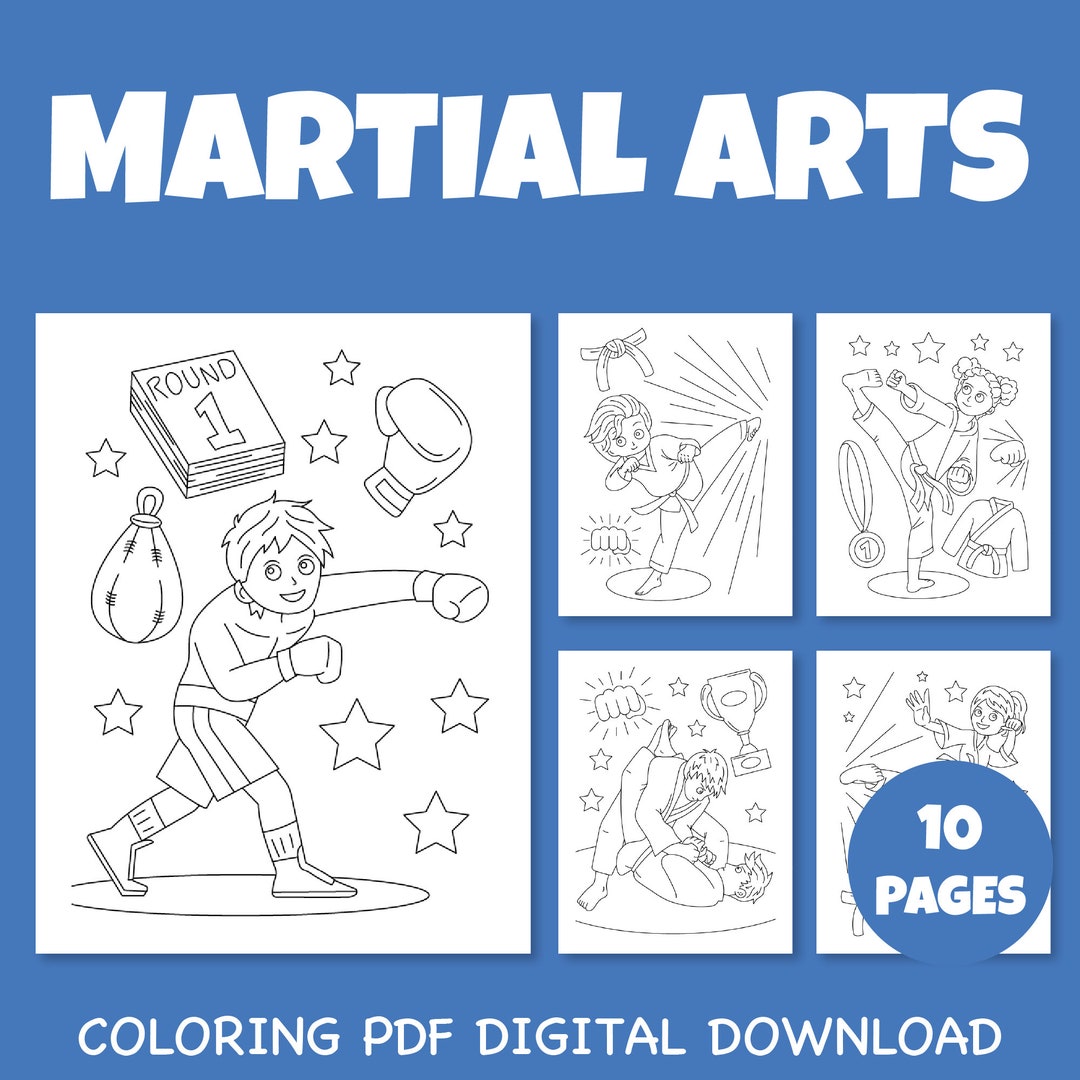 Martial Arts Instant Download Printable .pdf File Simple Coloring Pages ...