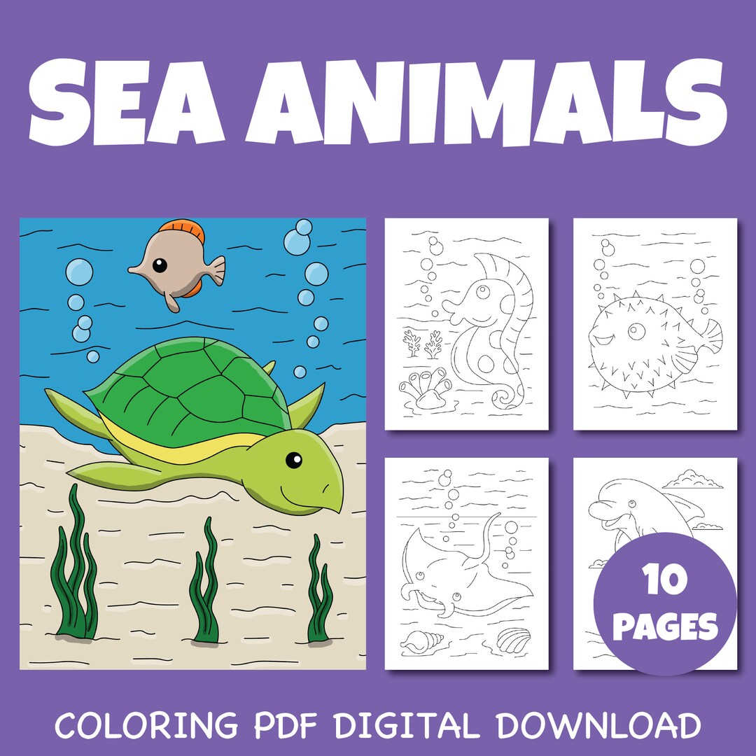 Coloriages animaux marins imprimables .pdf Téléchargement instantané ...