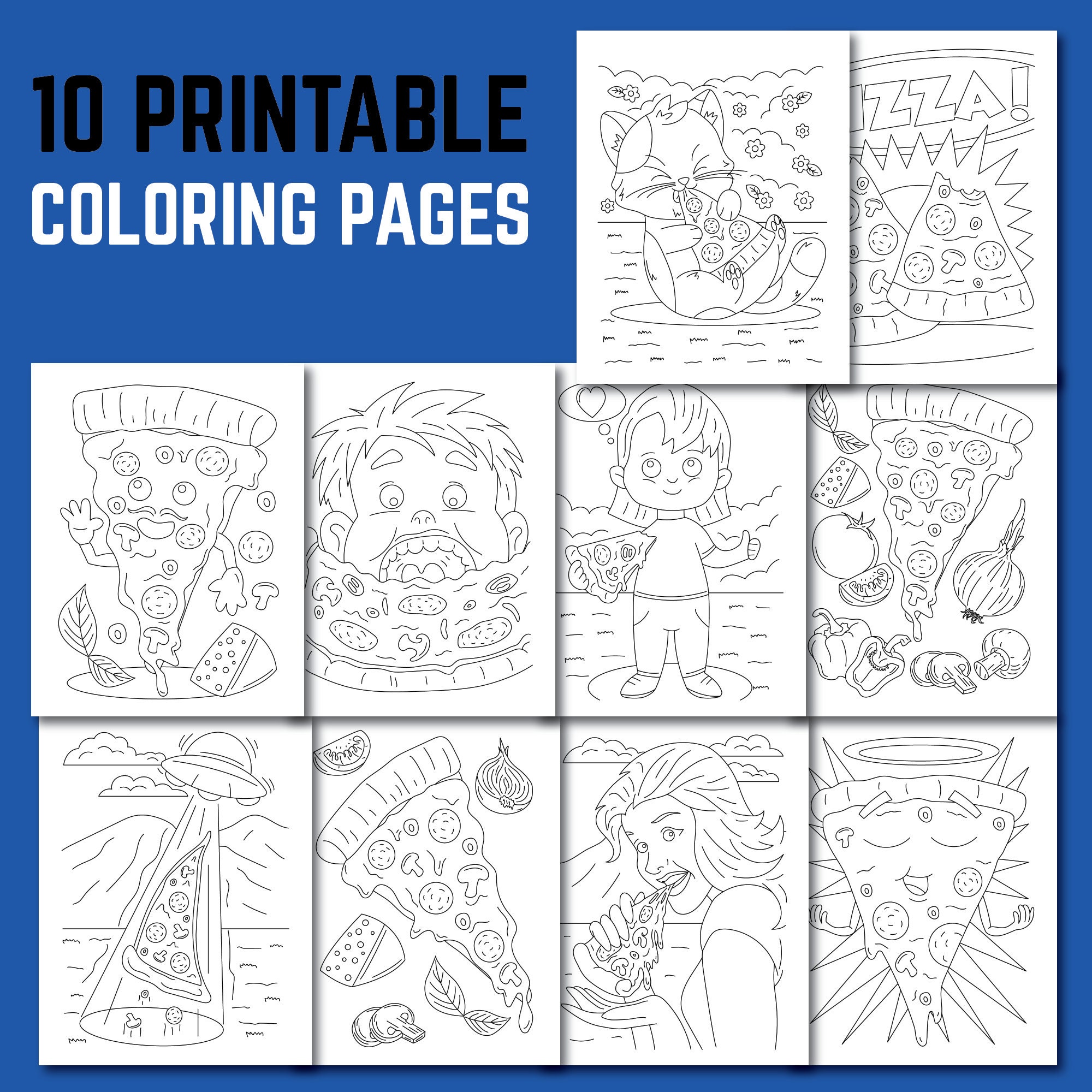 Pizza Lover Printable Digital Coloring Sheet Pdf Pack 2 - Etsy