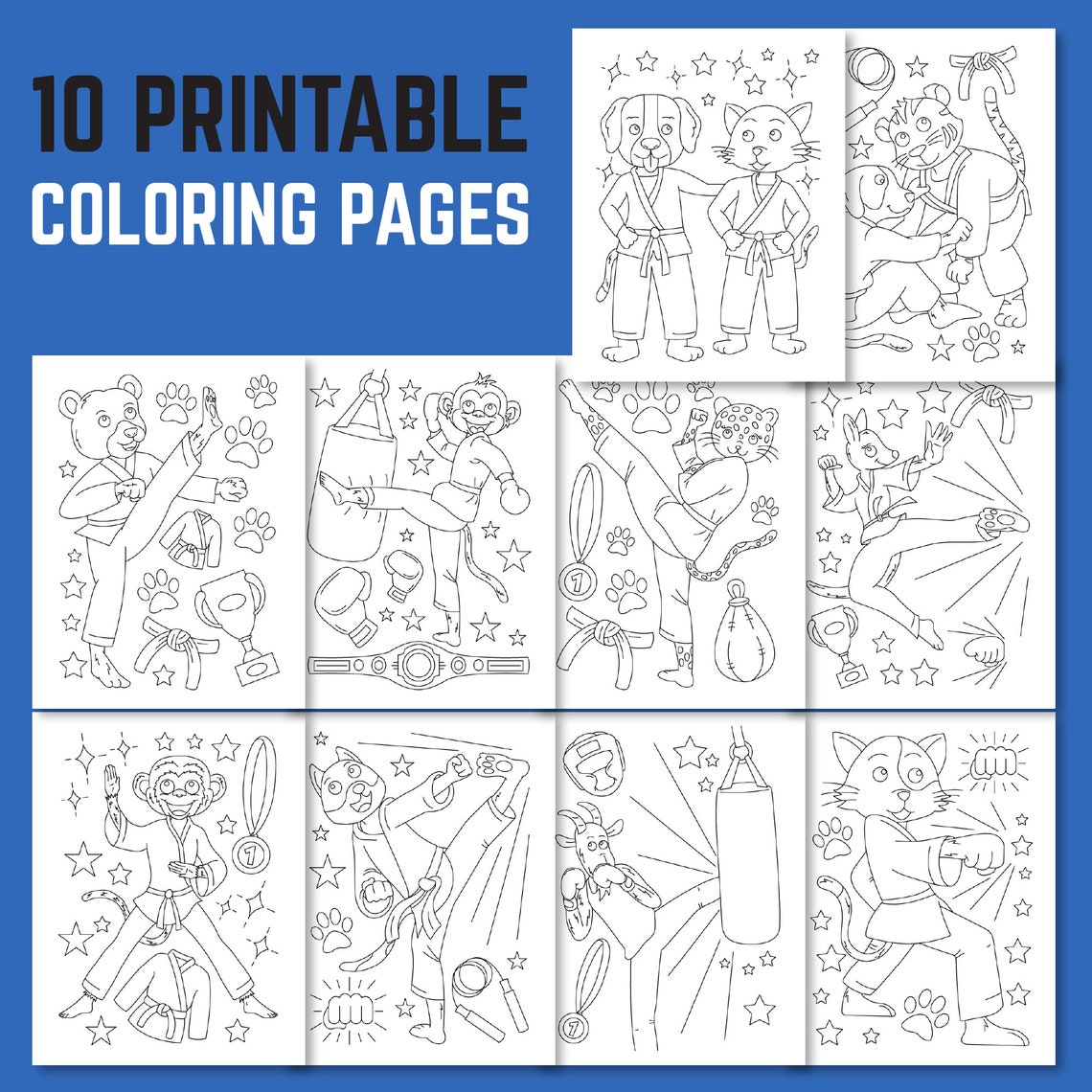 Animal Martial Arts Printable Sheet Pdf Back to School Coloring Pages ...
