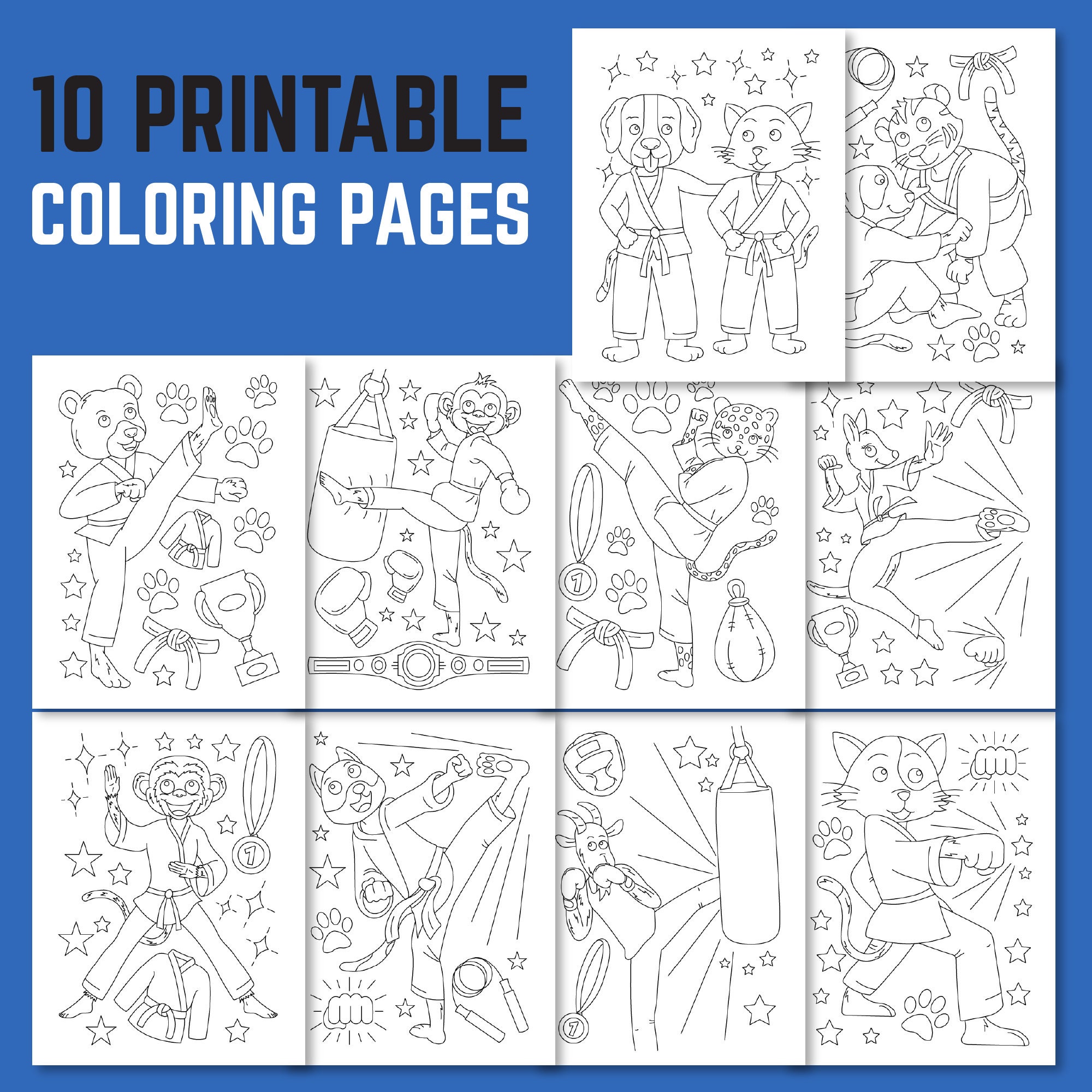 Animal Martial Arts Printable Sheet Pdf Back to School Coloring Pages ...