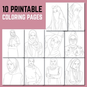 Hijab Fashion International Women's Day Printable Digital Coloring ...