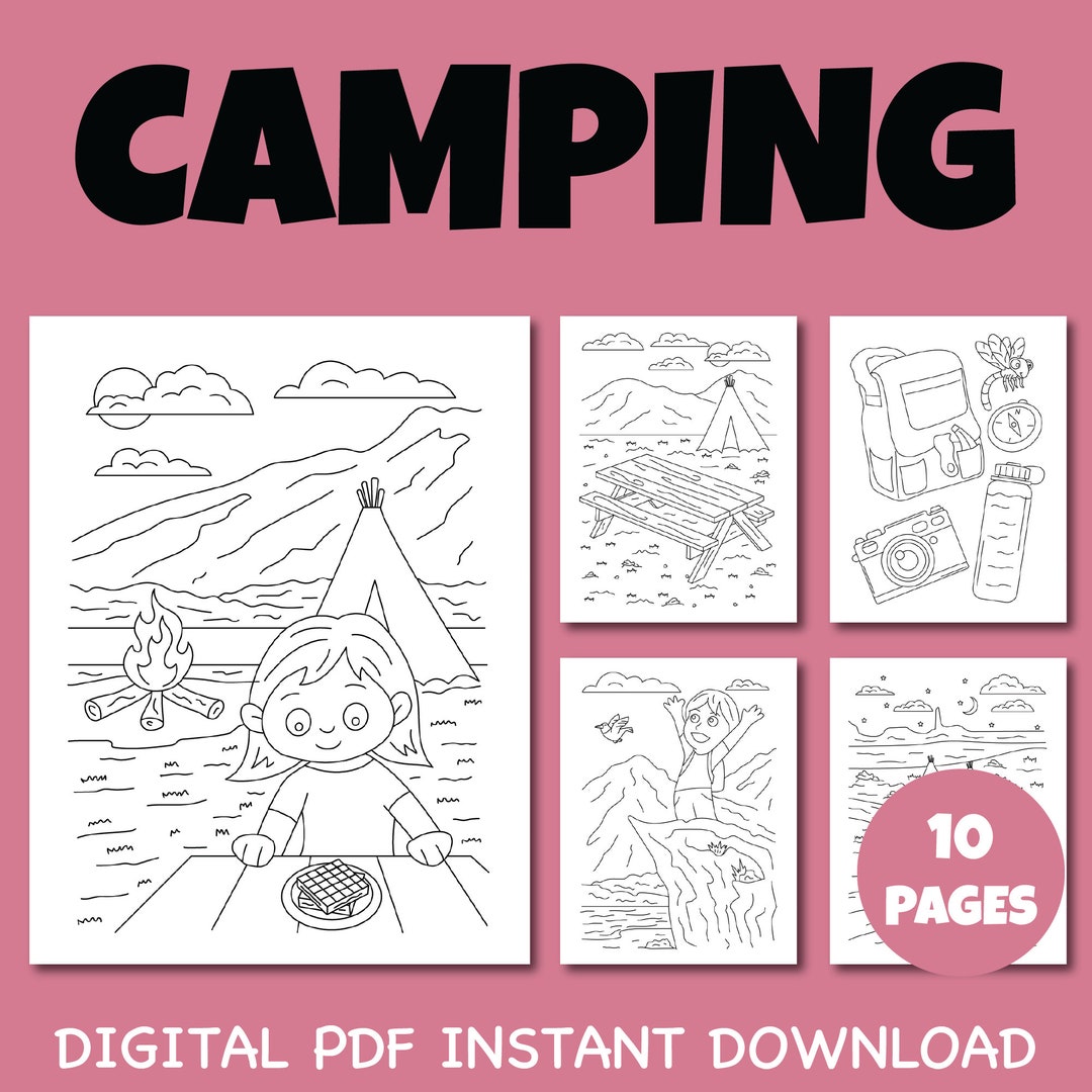 Camping Coloring Sheets Pack 3 - Etsy