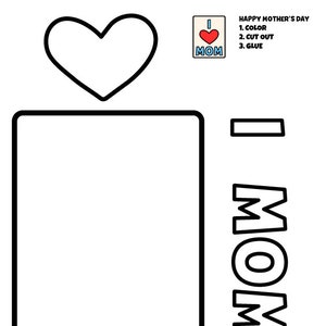 Mother's Day Card Easy DIY Simple Cut and Paste Craft Worksheets for ...