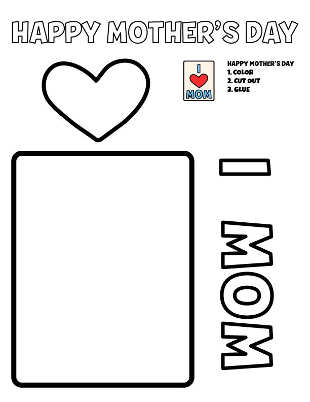 Mother's Day Card Easy DIY Simple Cut and Paste Craft Worksheets for ...