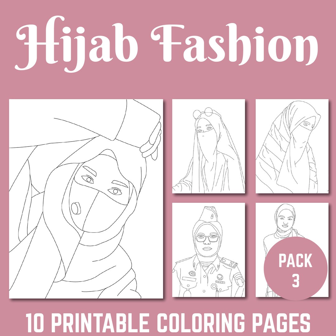 Hijab Fashion International Women's Day Printable Digital Coloring ...