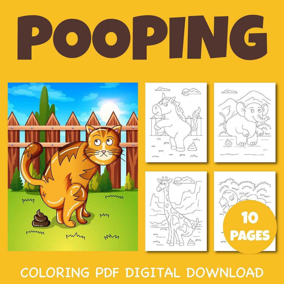 Funny Animal Pooping Coloring Page Pack 1 - Etsy