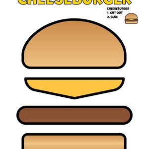 Cheeseburger Cut and Paste Easy Fun Craft Worksheets for Kids ...