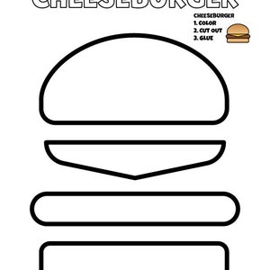 Cheeseburger Cut and Paste Easy Fun Craft Worksheets for Kids ...
