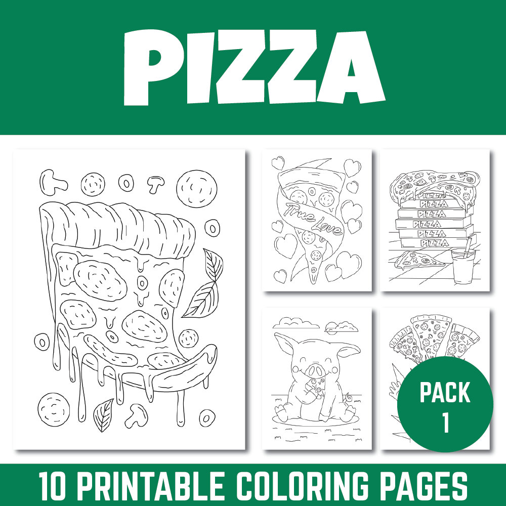 Pizza Lover Printable Digital Coloring Pages Pdf Pack 1 - Etsy