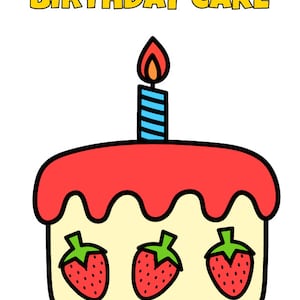 Strawberry Birthday Cake Craft | Cut and Paste Activity (printable) - Etsy