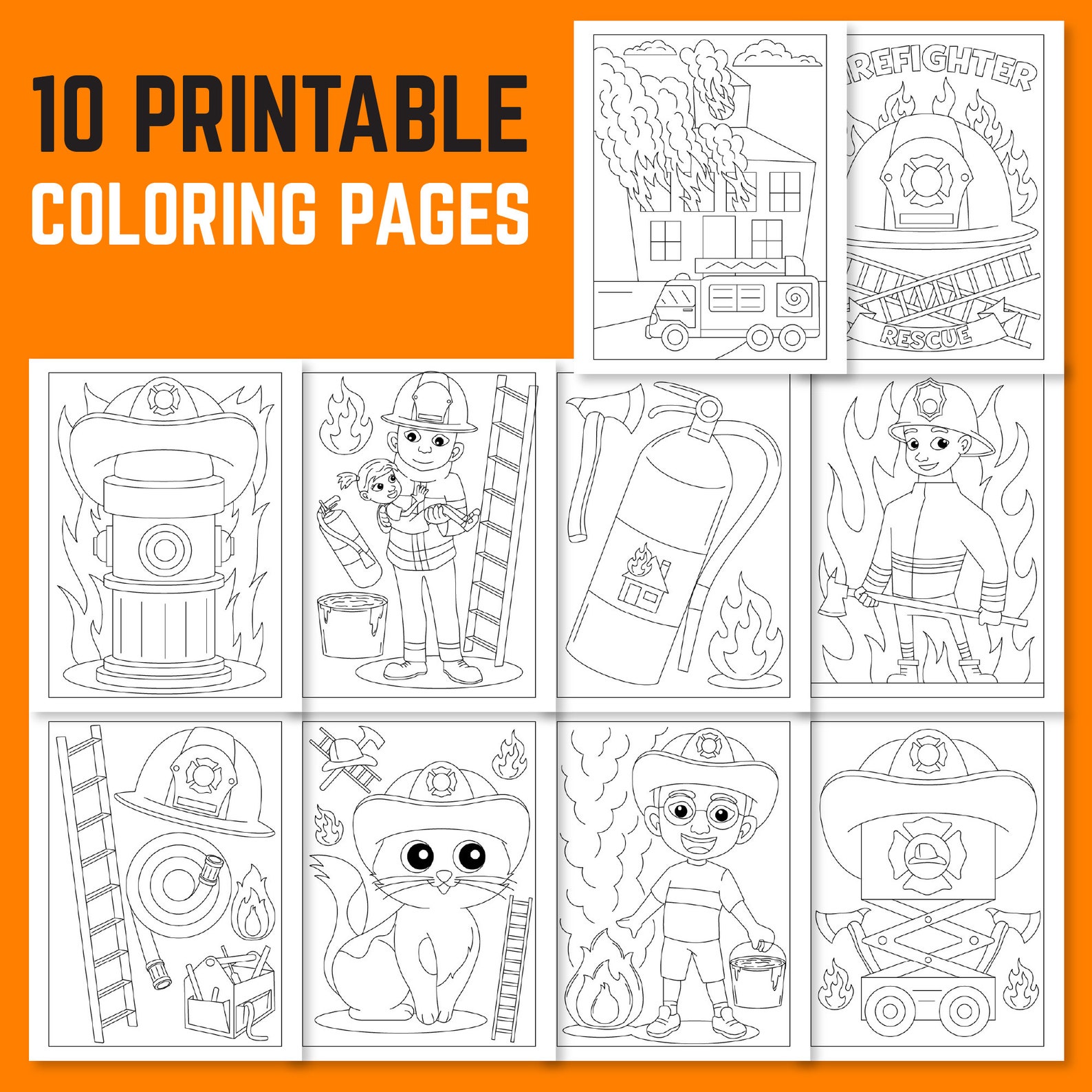 Firefighter Rescue Coloring Pack 2 for Career Exploration Back to ...