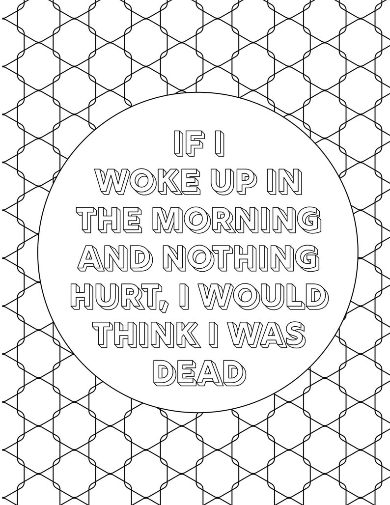 30 Back & Body Hurts Funny Printable Pdf Adult Coloring Pages for Back ...