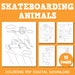 Skateboarding Animals Coloring Pages for Kids Pack 1 - Etsy
