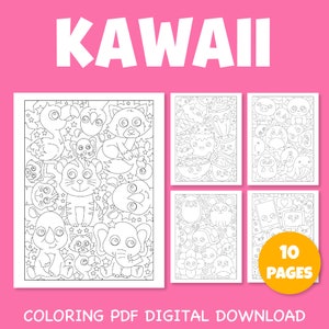 Coloring Pages for Kids Kawaii Doodle Cartoon Characters Coloring Pack ...