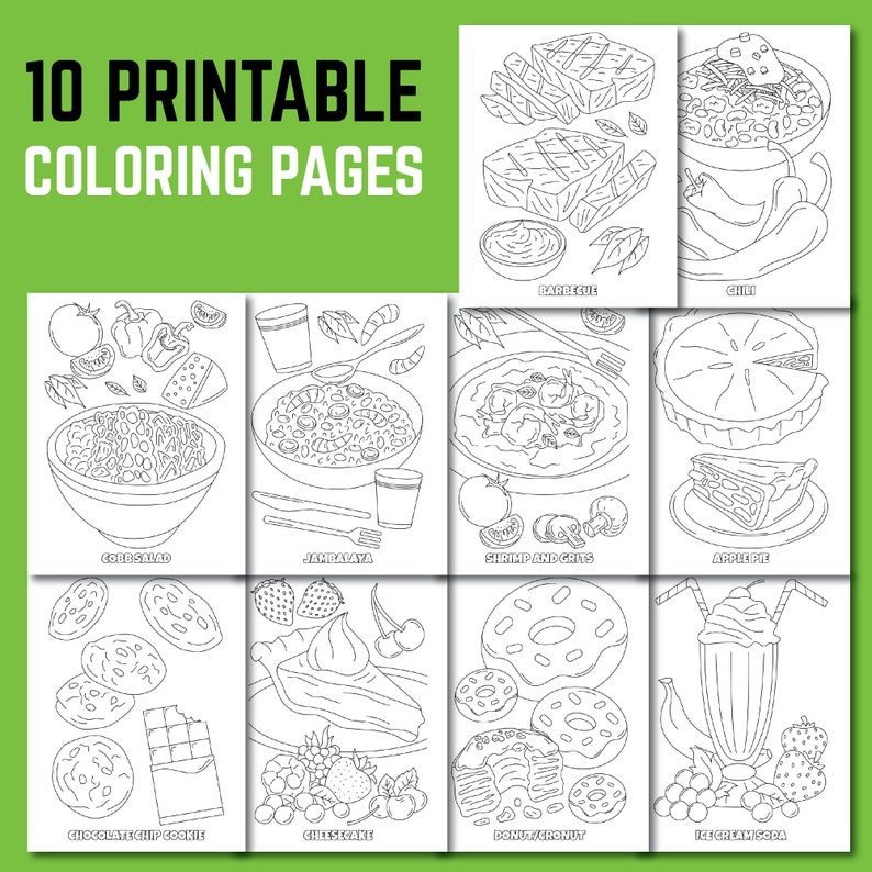 My Favorite Food Coloring Pages for Kids Printable Digital .pdf Pack 3 ...
