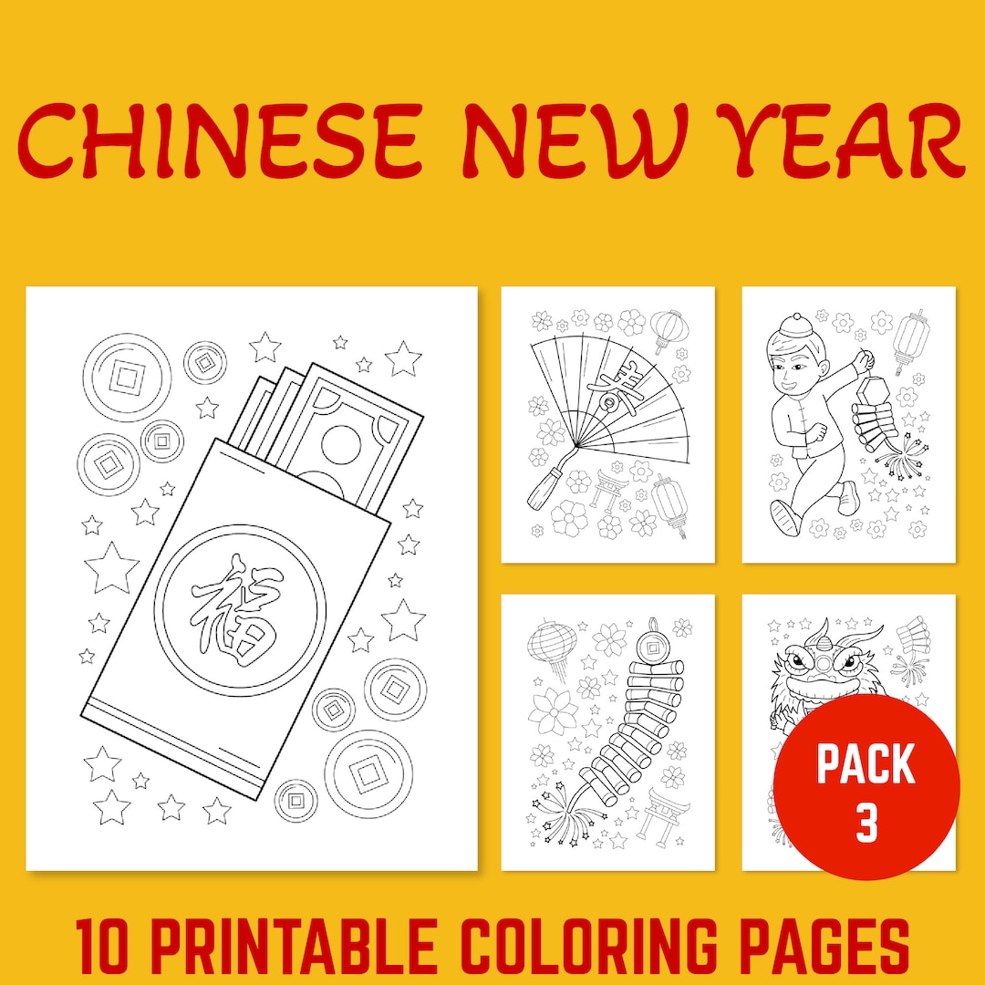 Chinese New Year 2024 and Zodiac Printable Pdf Coloring Pages Sheet ...
