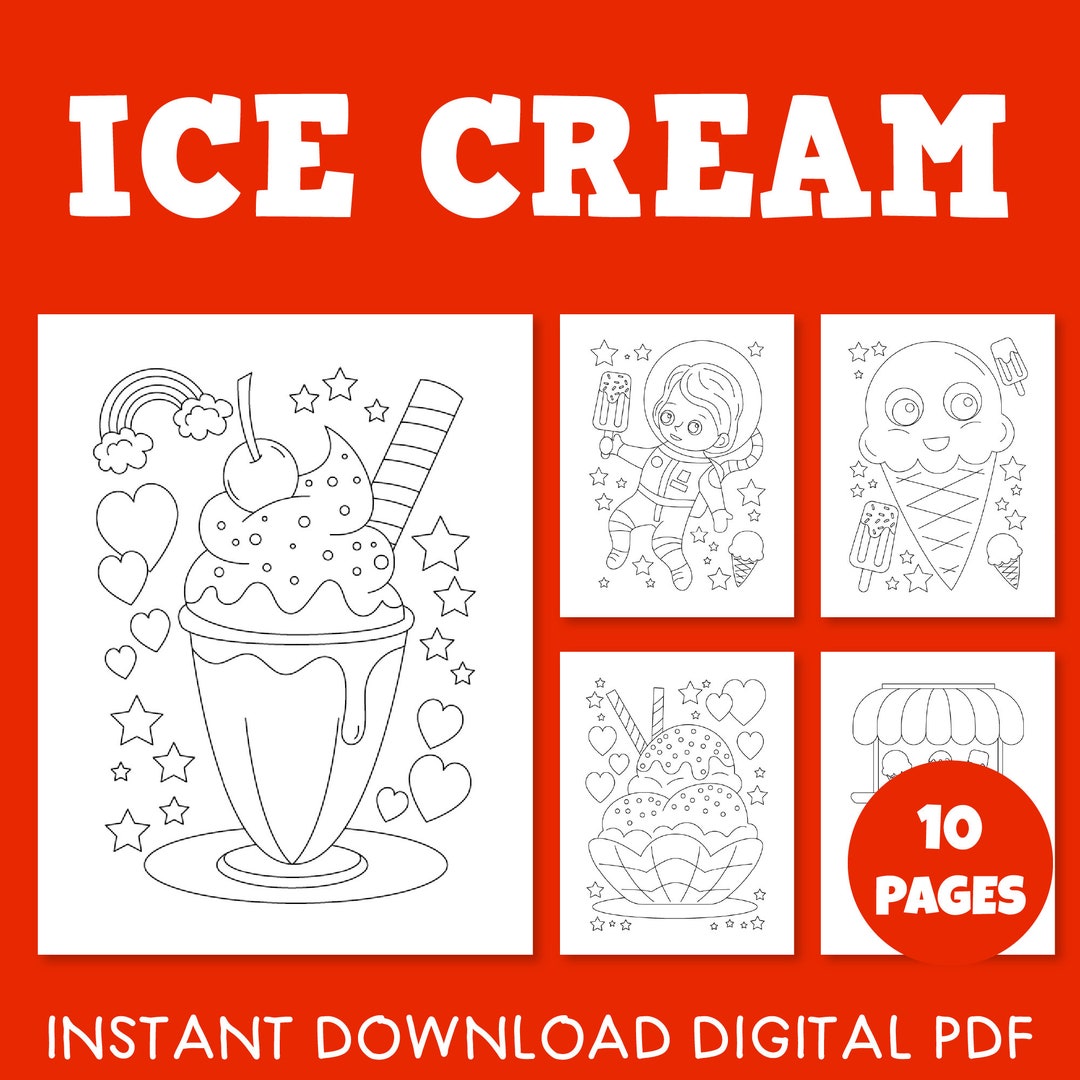 Ice Cream Sweet Summer Dessert Coloring Pages Pack 3 - Etsy
