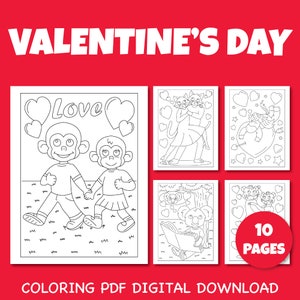 Valentine's Day Coloring Pages for Kids Pdf Printable Pack 1 - Etsy