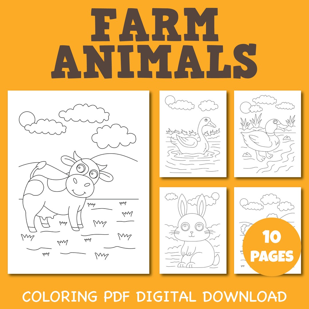 Farm Animals Coloring Pages Pack 1 - Etsy