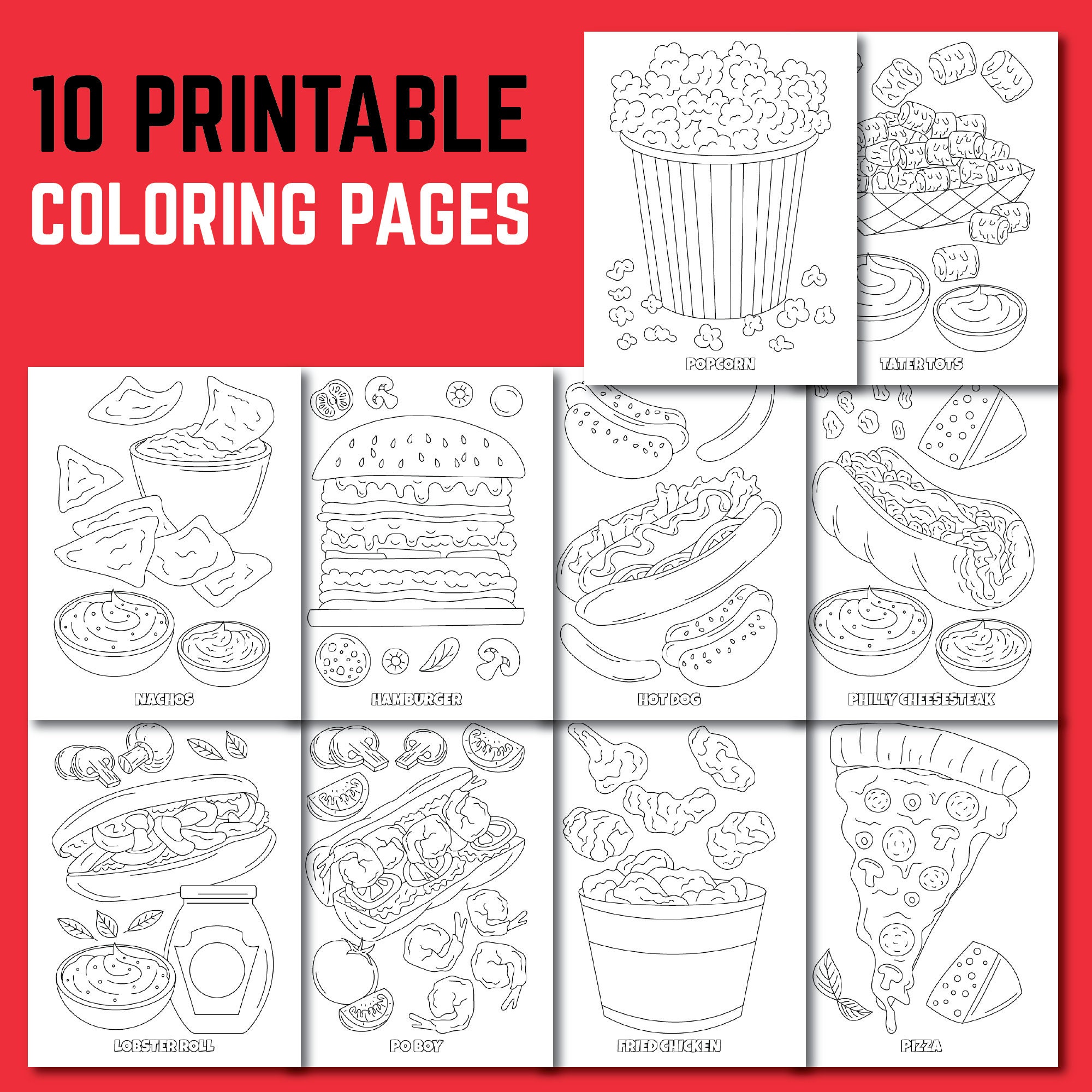 My Favorite Food Coloring Pages for Kids Printable Digital .pdf Pack 2 ...