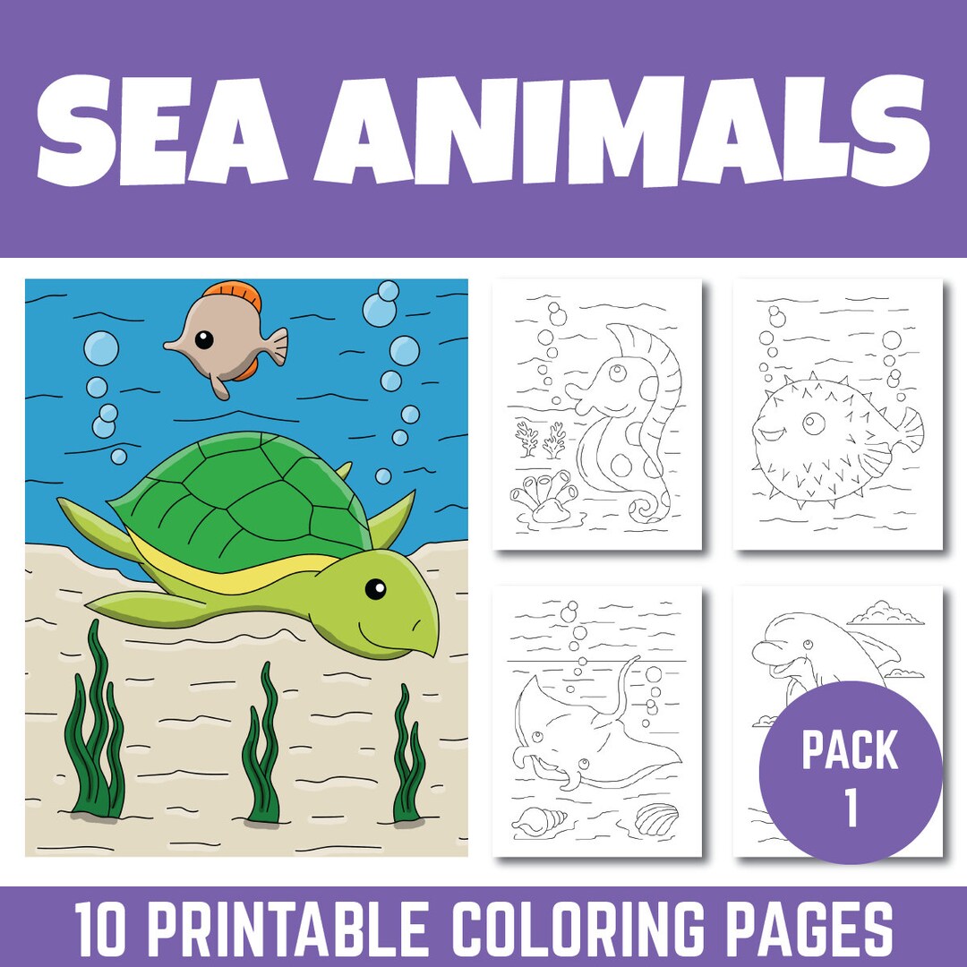 Sea Animal Printable .pdf Instant Download Coloring Pages - Etsy