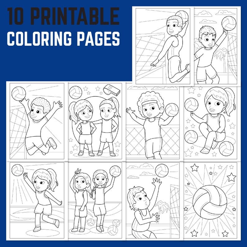 Printable Volleyball Coloring Pages for Kids Pdf Pack 3 - Etsy