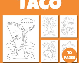 Taco Coloring Pages for Kids Pack 3 - Etsy