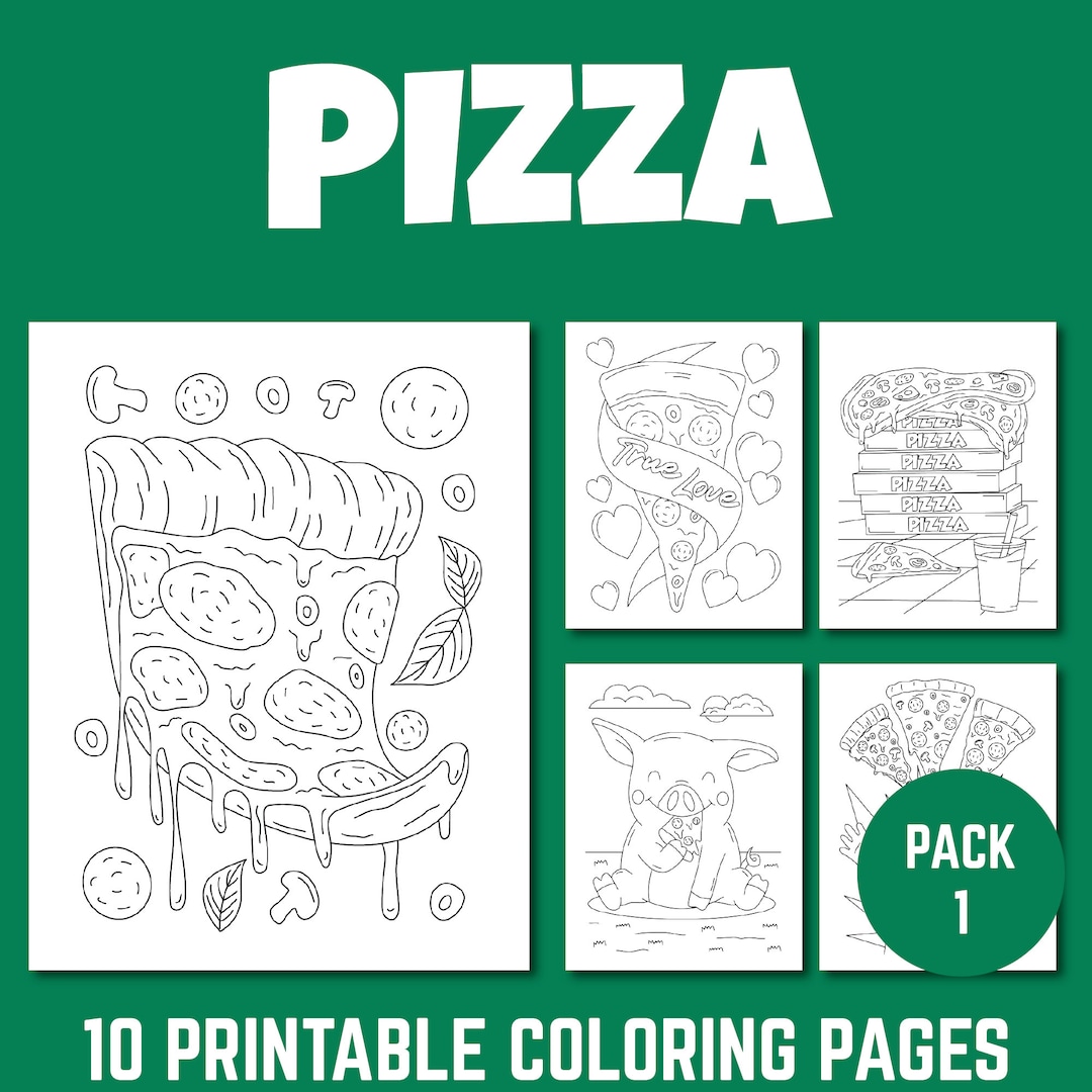 Pizza Lover Printable Digital Coloring Pages Pdf Pack 1 - Etsy