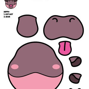 Hippo Cute Baby Animal Cut and Paste Paper Craft Worksheets for Kids ...