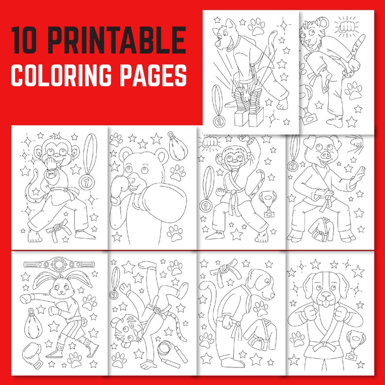 Animal Martial Arts Printable Sheet Pdf Back to School Coloring Pages ...