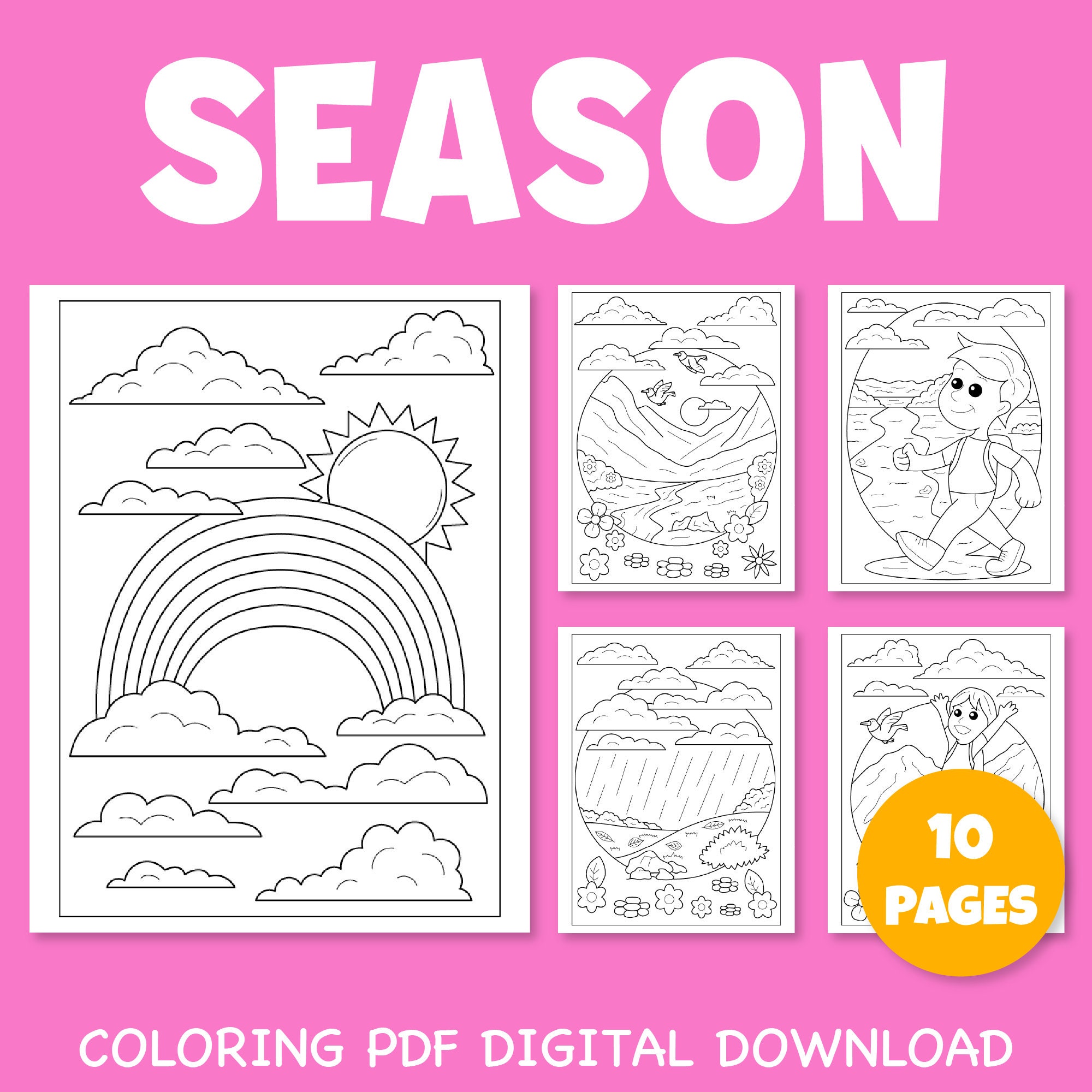 Coloring Pages for Kids Weather and Seasons Pack 3 | Printable Pdf US ...