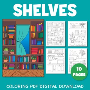 Shelves Coloring Pages Pack 1 | Pdf Sheet Printable US Letter - Etsy