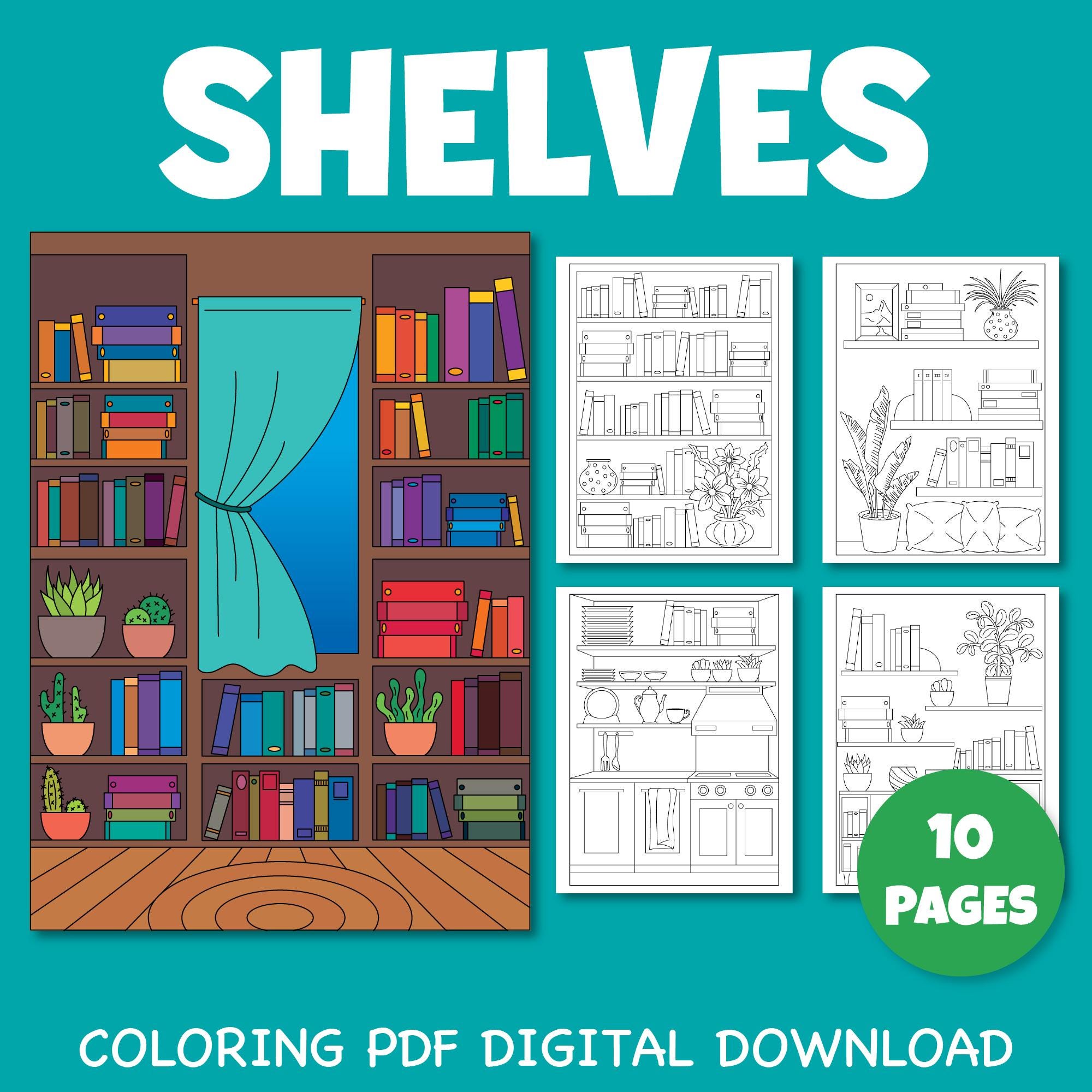 Shelves Coloring Pages Pack 1 | Pdf Sheet Printable US Letter - Etsy