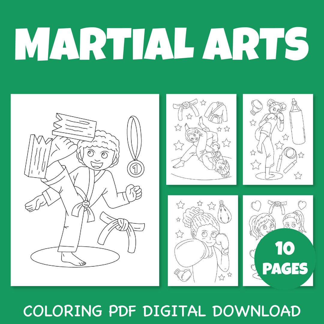 Martial Arts Instant Download Printable .pdf File Simple Coloring Pages ...