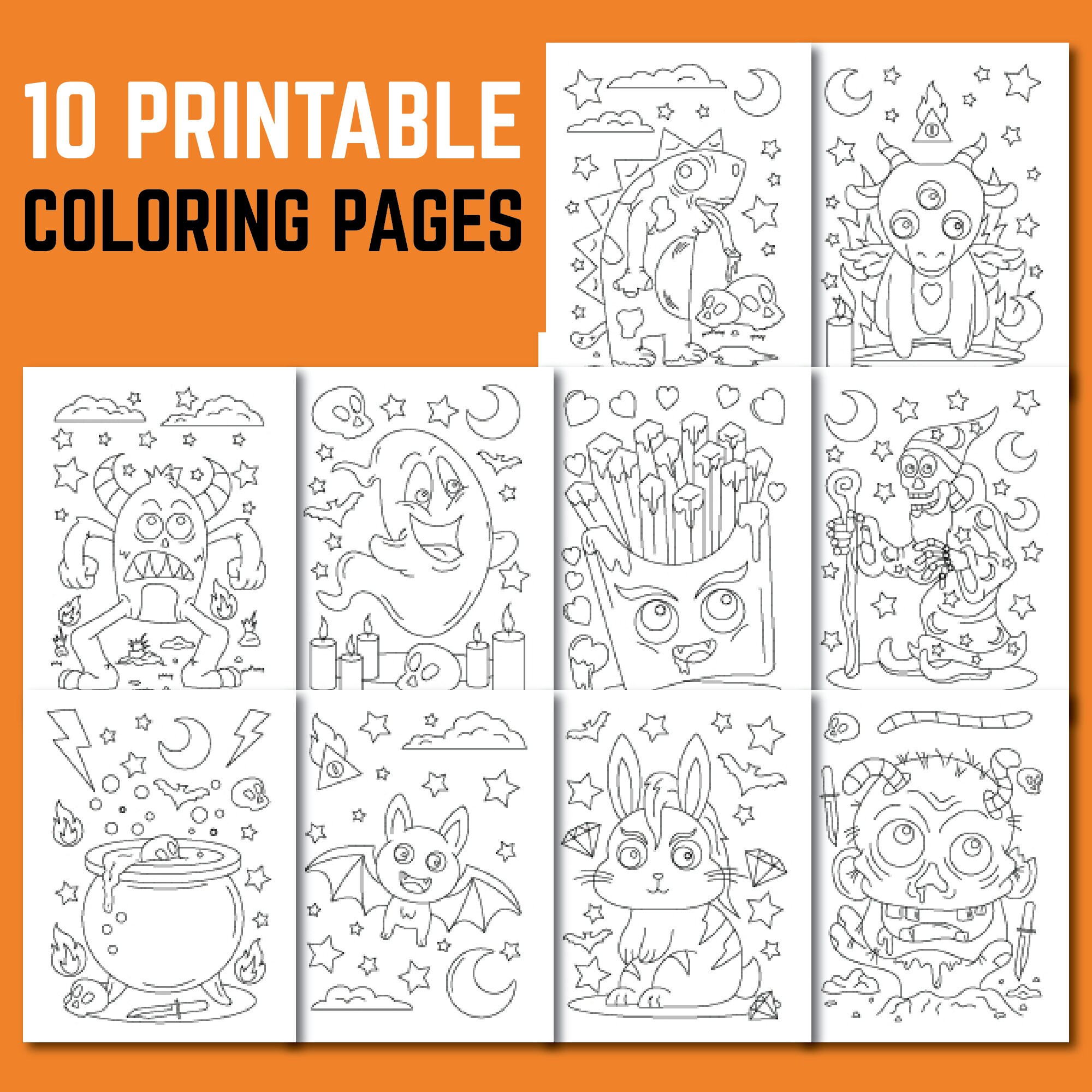 Cute Ghost & Monster Halloween Coloring Pages Fun October Activities ...