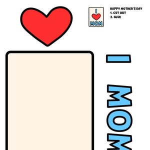 Mother's Day Card Easy DIY Simple Cut and Paste Craft Worksheets for ...