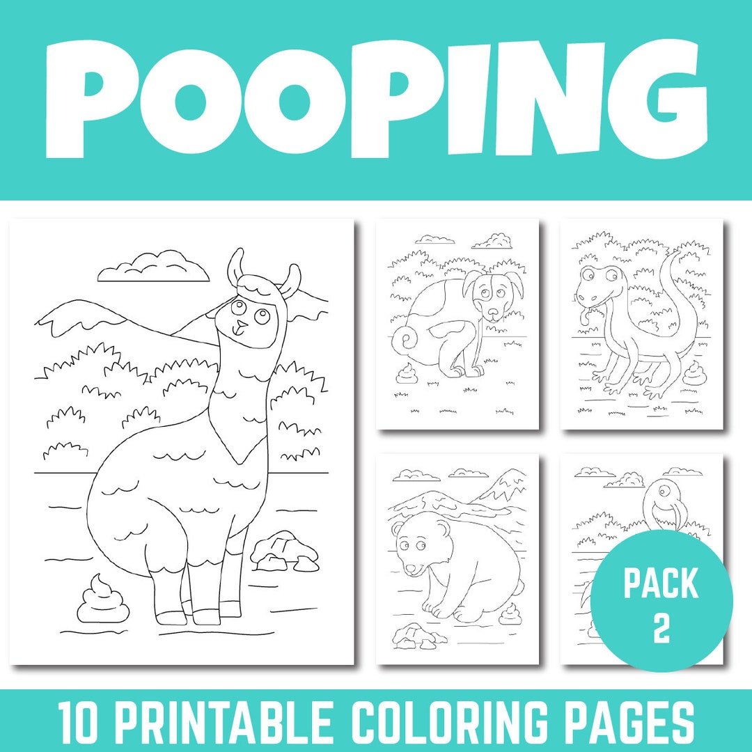 Funny Animal Pooping Coloring Page Pack 2 - Etsy