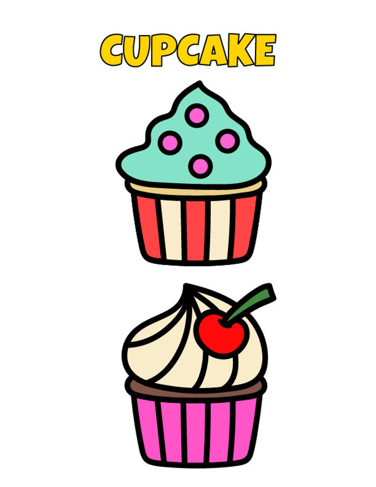 Cupcake Cut and Paste Craft Coloring Worksheets for Kids | Printable US ...